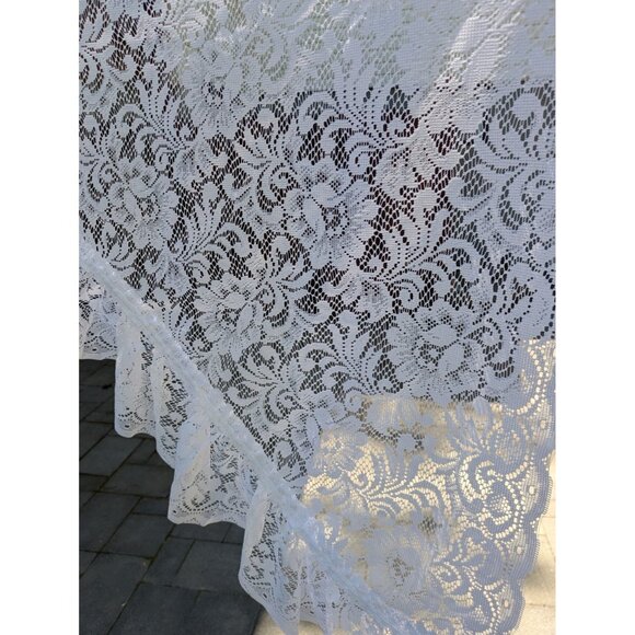 Accents | Vintage White Lace Swag Valance Curtain Set Floral Pair 1 ...